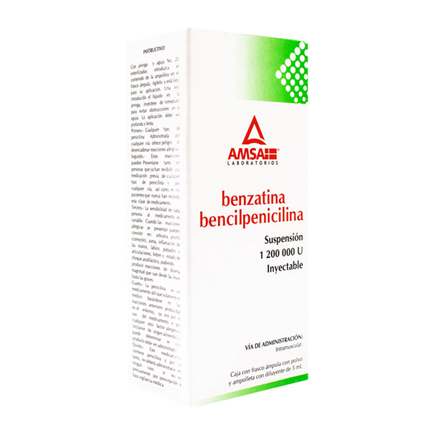 BENZATINA BENCILPENICILINA 1 200 000 U SUSPENSIÓN INY. CAJA C/ 1 FRASC ...