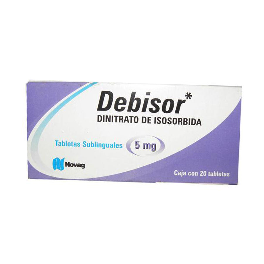 DEBISOR (DINITRATO DE ISOSORBIDA) 5MG SUBLINGUAL CAJA C/20 TABLETAS ...